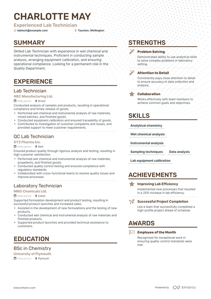 5 Lab Technician Resume Examples & Guide for 2023