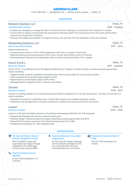 20 Business Analyst Resume Examples & Guide for 2023