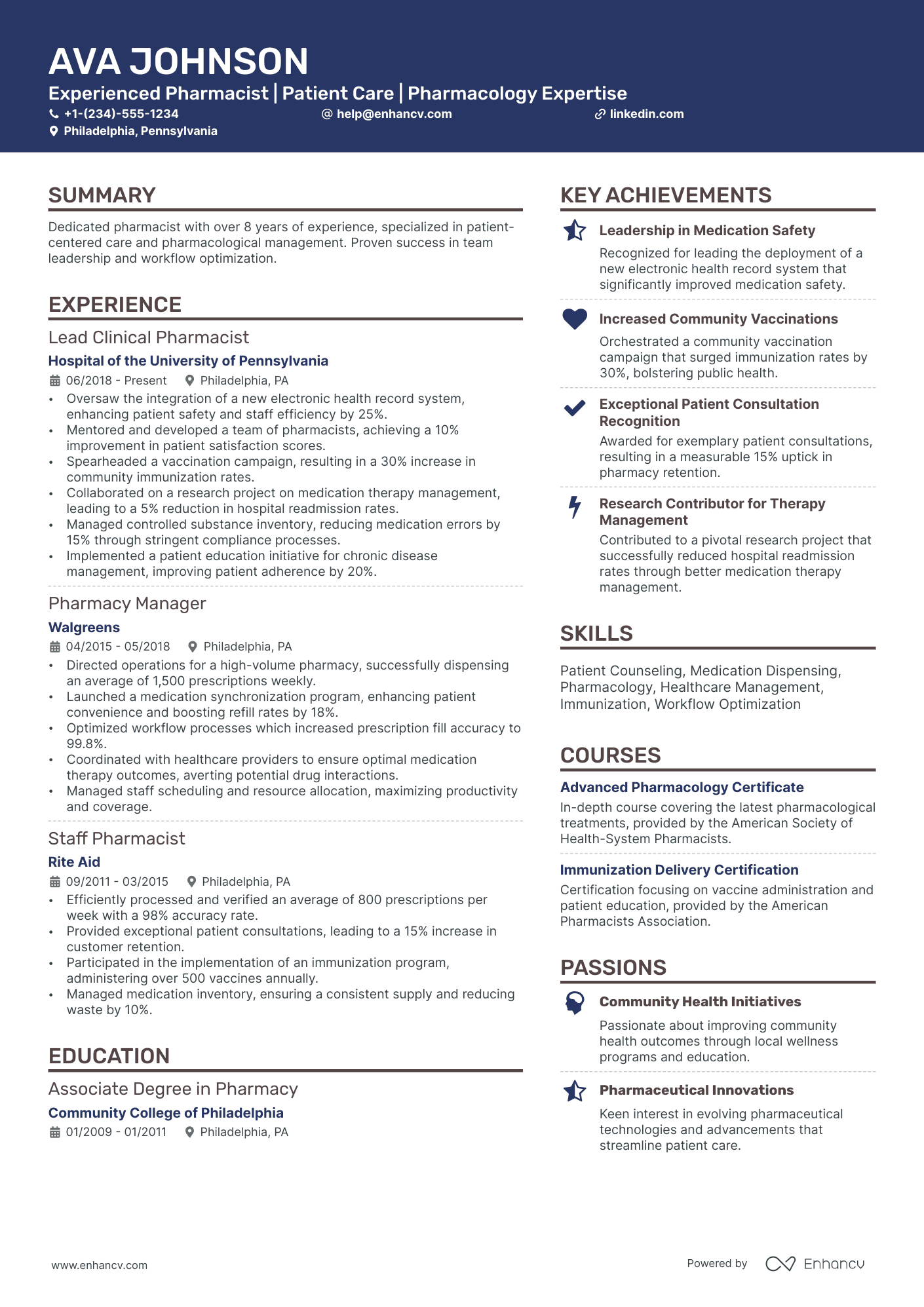 10 CVS Pharmacist Resume Examples & Guide for 2025