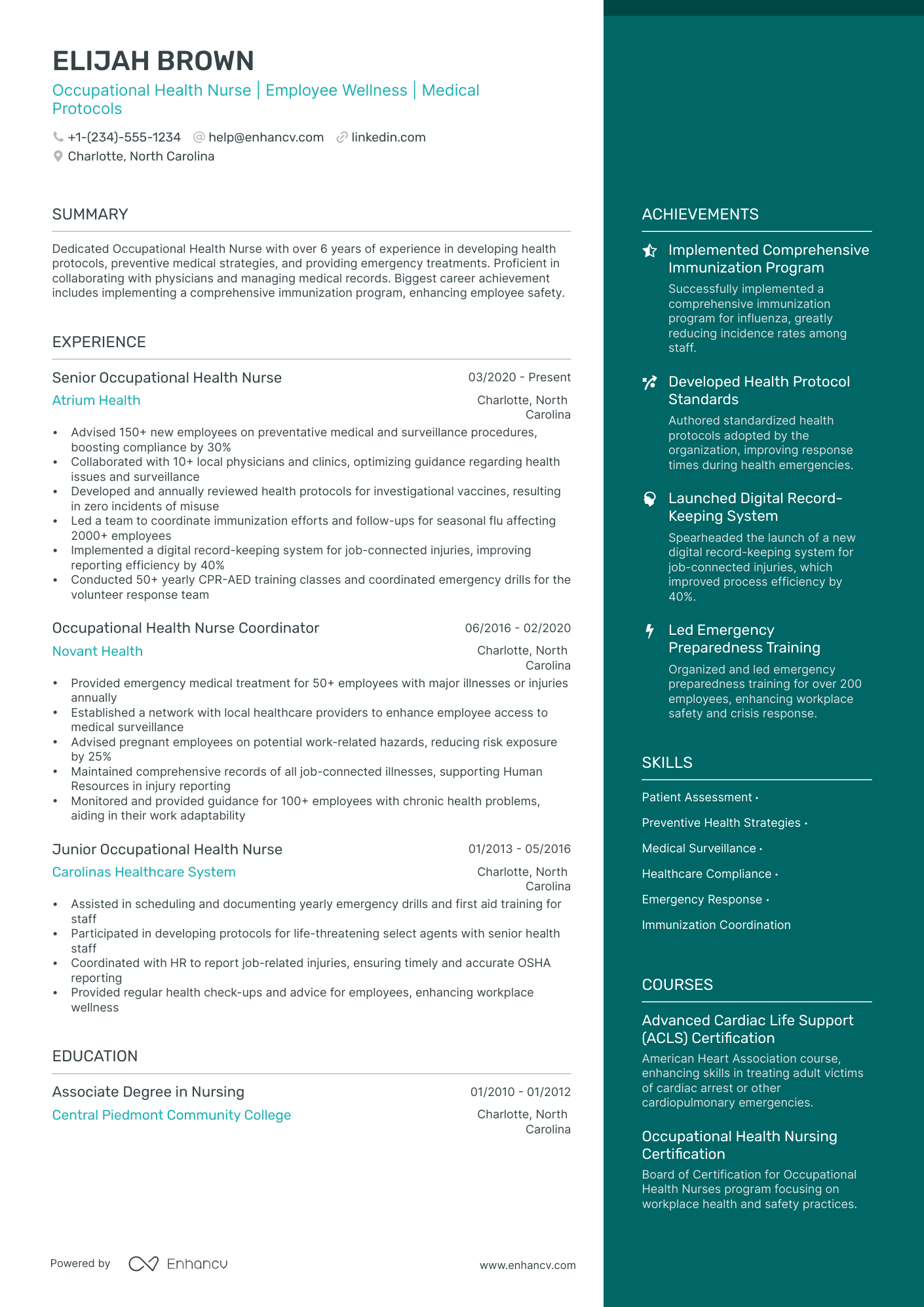 5 Occupational Health Nurse Resume Examples & Guide for 2024
