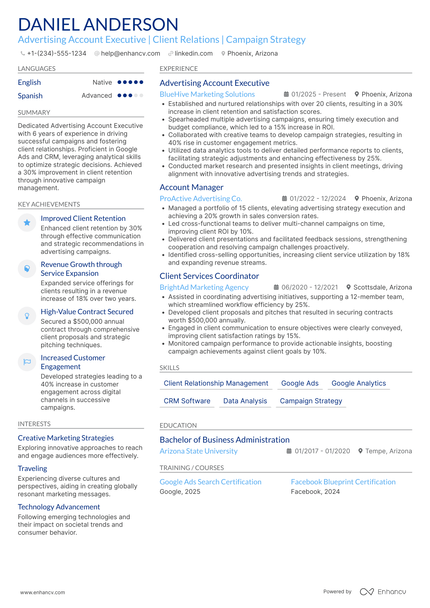 30 Advertising Resume Examples & Guide for 2026