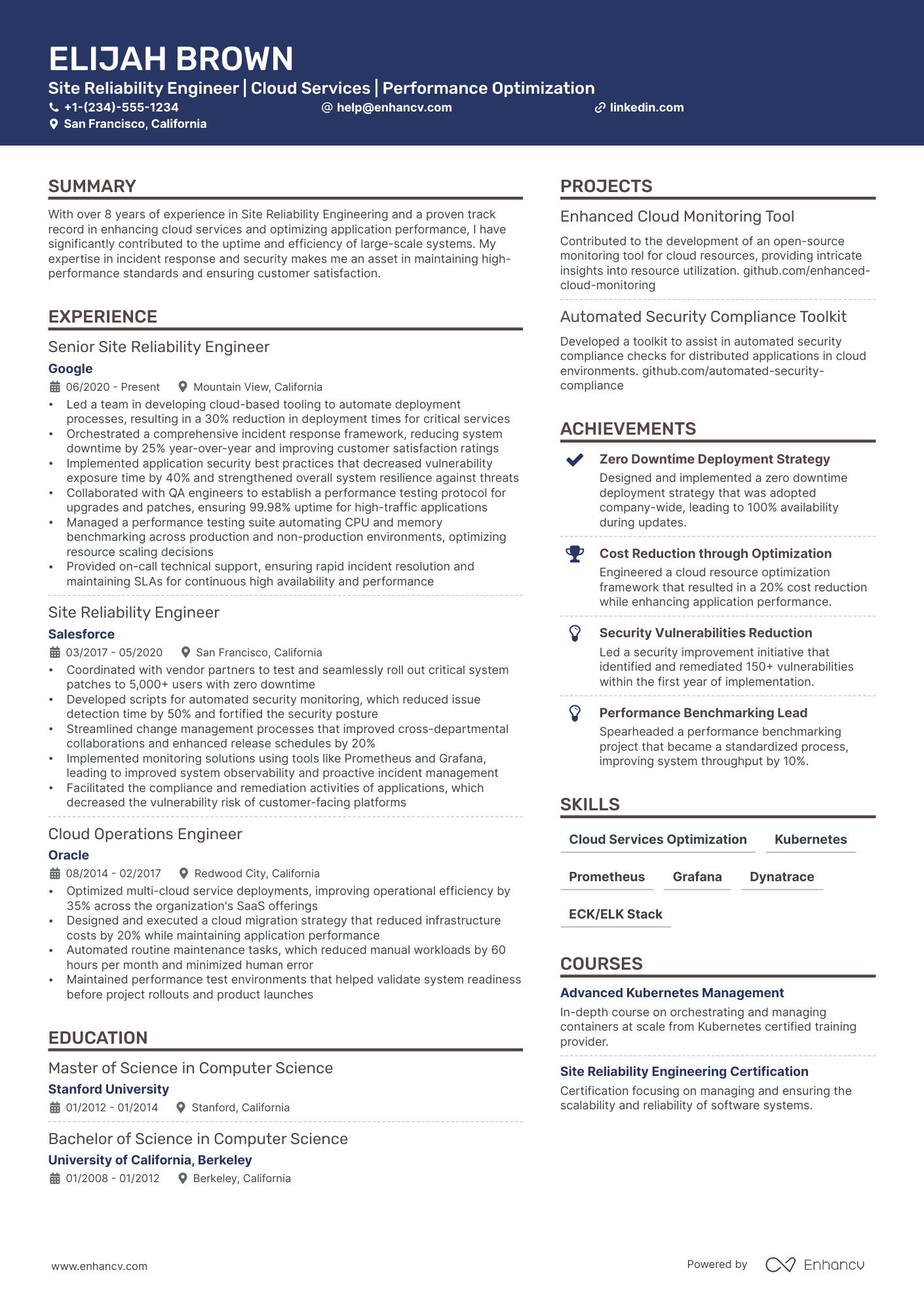 5 Site Reliability Engineer Resume Examples & Guide for 2024
