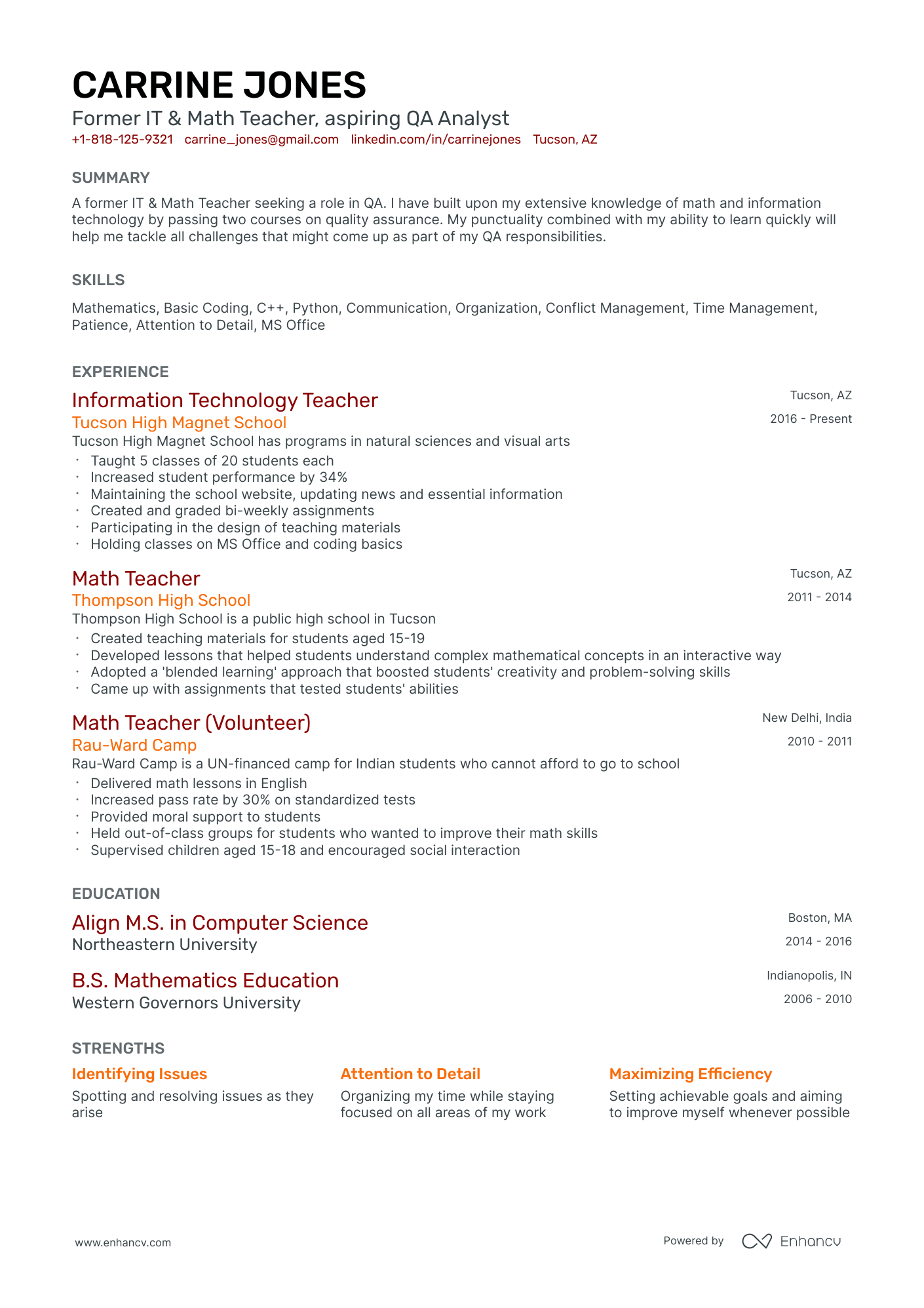 10 Teacher Career Change Resume Examples & Guide for 2025