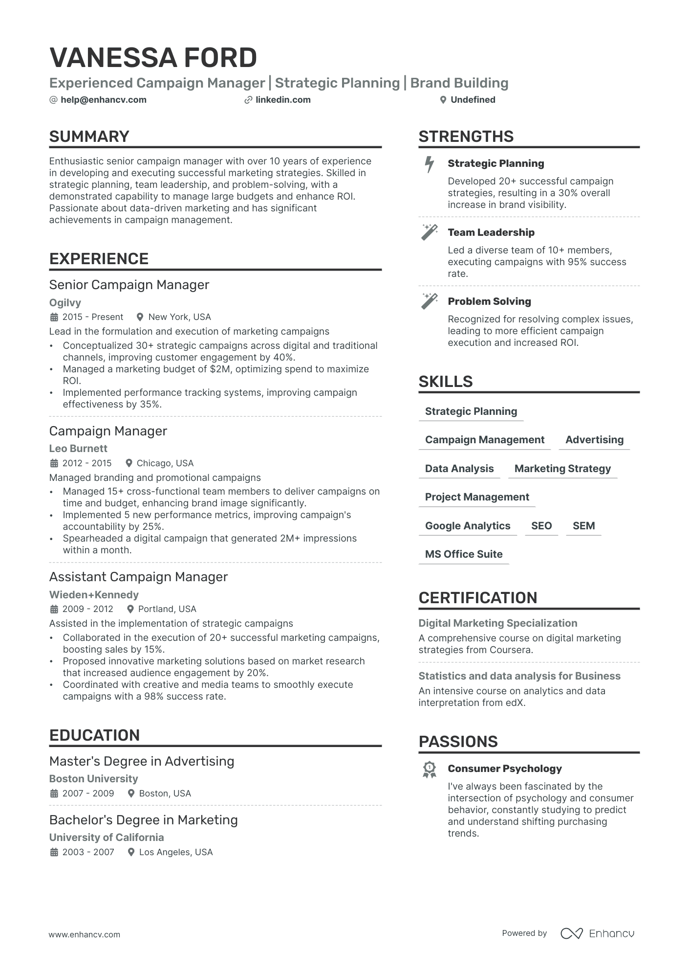 5 Campaign Manager Resume Examples & Guide for 2024
