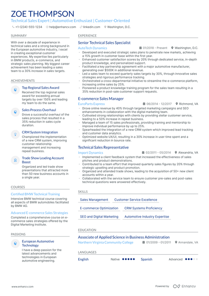 5 Technical Sales Representative Resume Examples & Guide for 2024