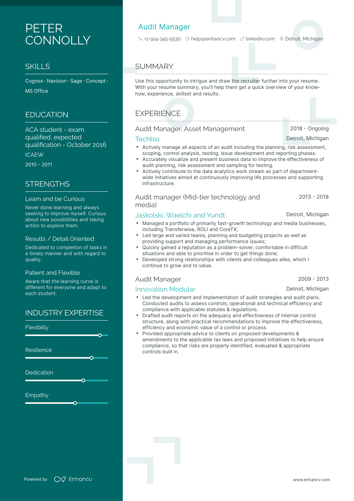 Audit Manager Resume Examples & Guide for 2023 (Layout, Skills ...