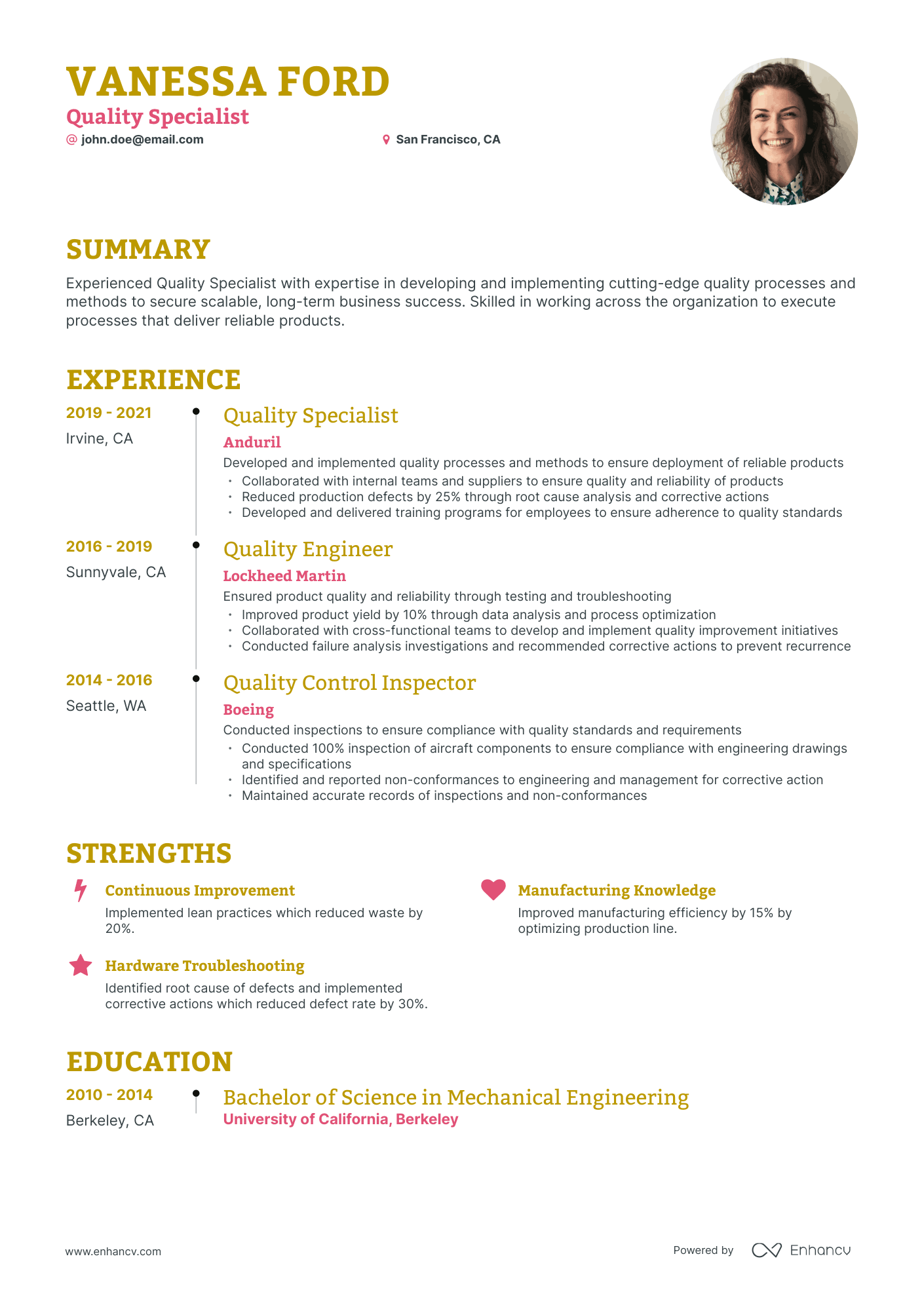 5 Quality Specialist Resume Examples & Guide for 2024
