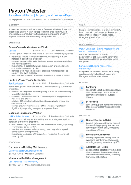 10 Porter Resume Examples & Guide for 2026