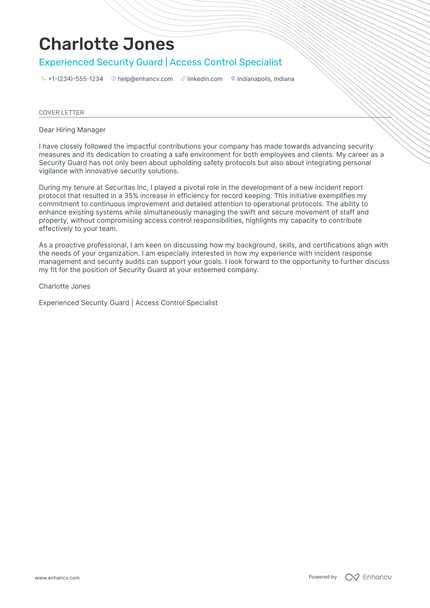 5 Professional Security Guard Cover Letter Examples and Template for ...