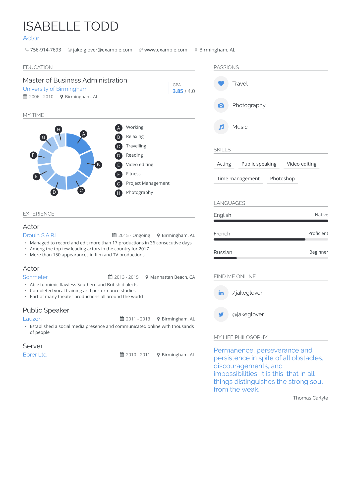 Actor Resume Examples & Guide for 2023 (Layout, Skills, Keywords & Job ...