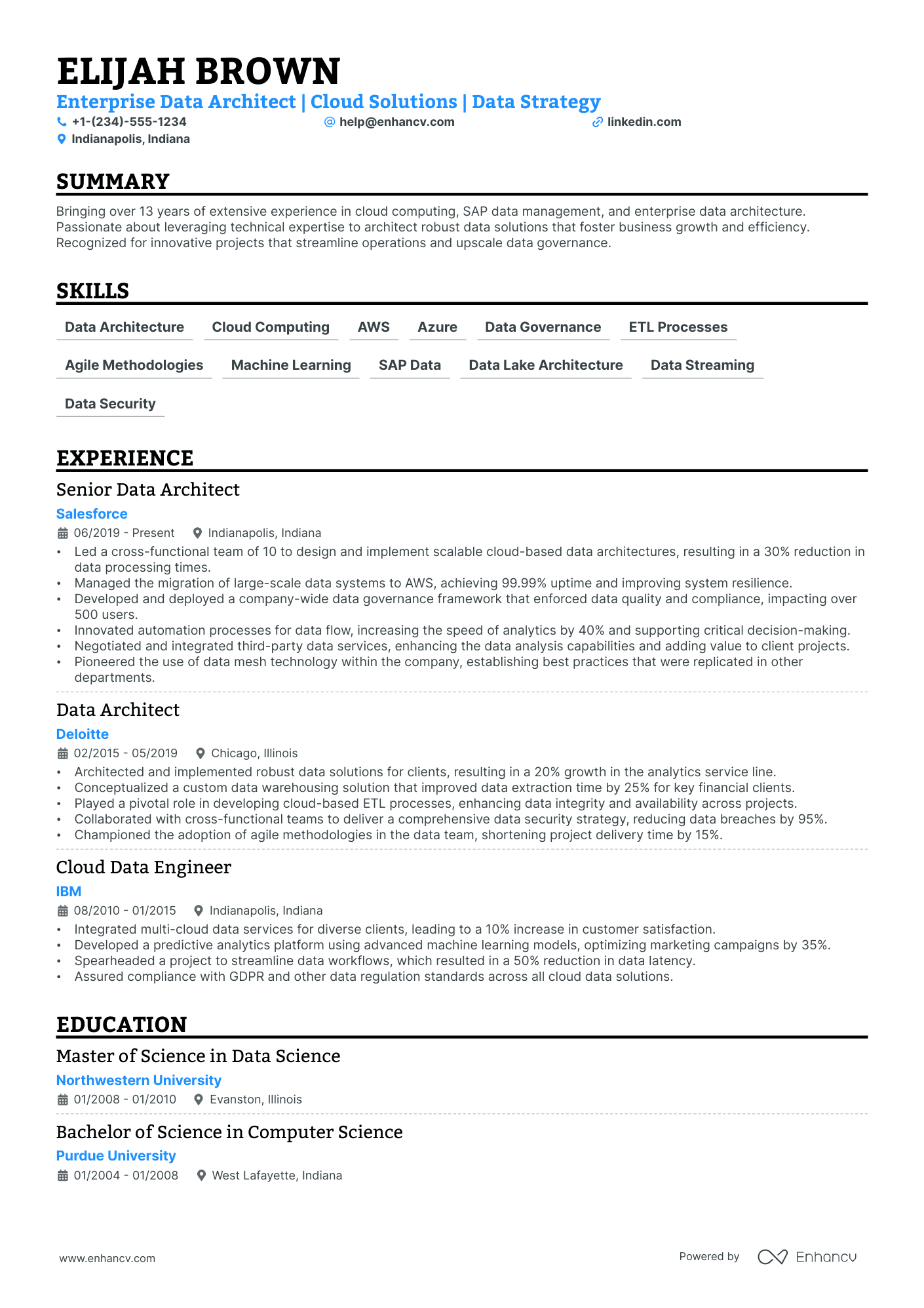 5 Enterprise Data Architect Resume Examples & Guide for 2024