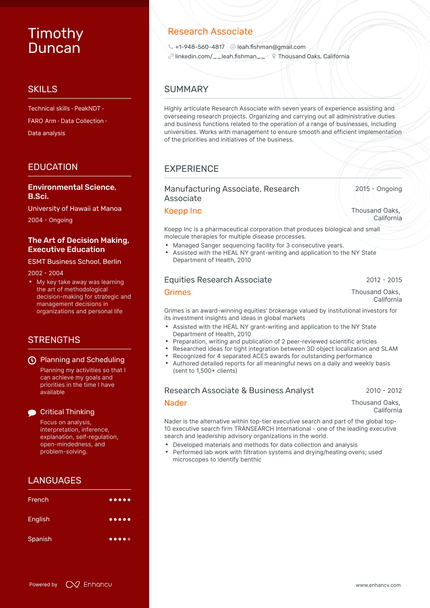 5 Research Associate Resume Examples & Guide for 2024