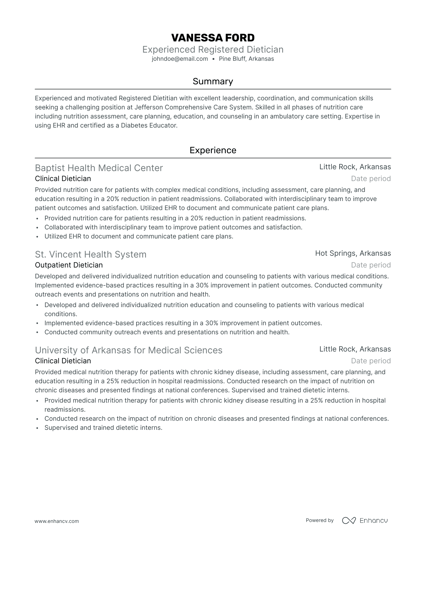 5 Dietician Resume Examples & Guide for 2024