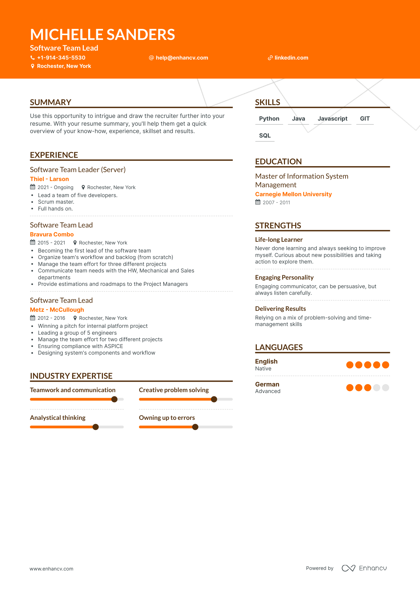 Software Team Lead Resume Examples & Guide for 2023 (Layout, Skills ...