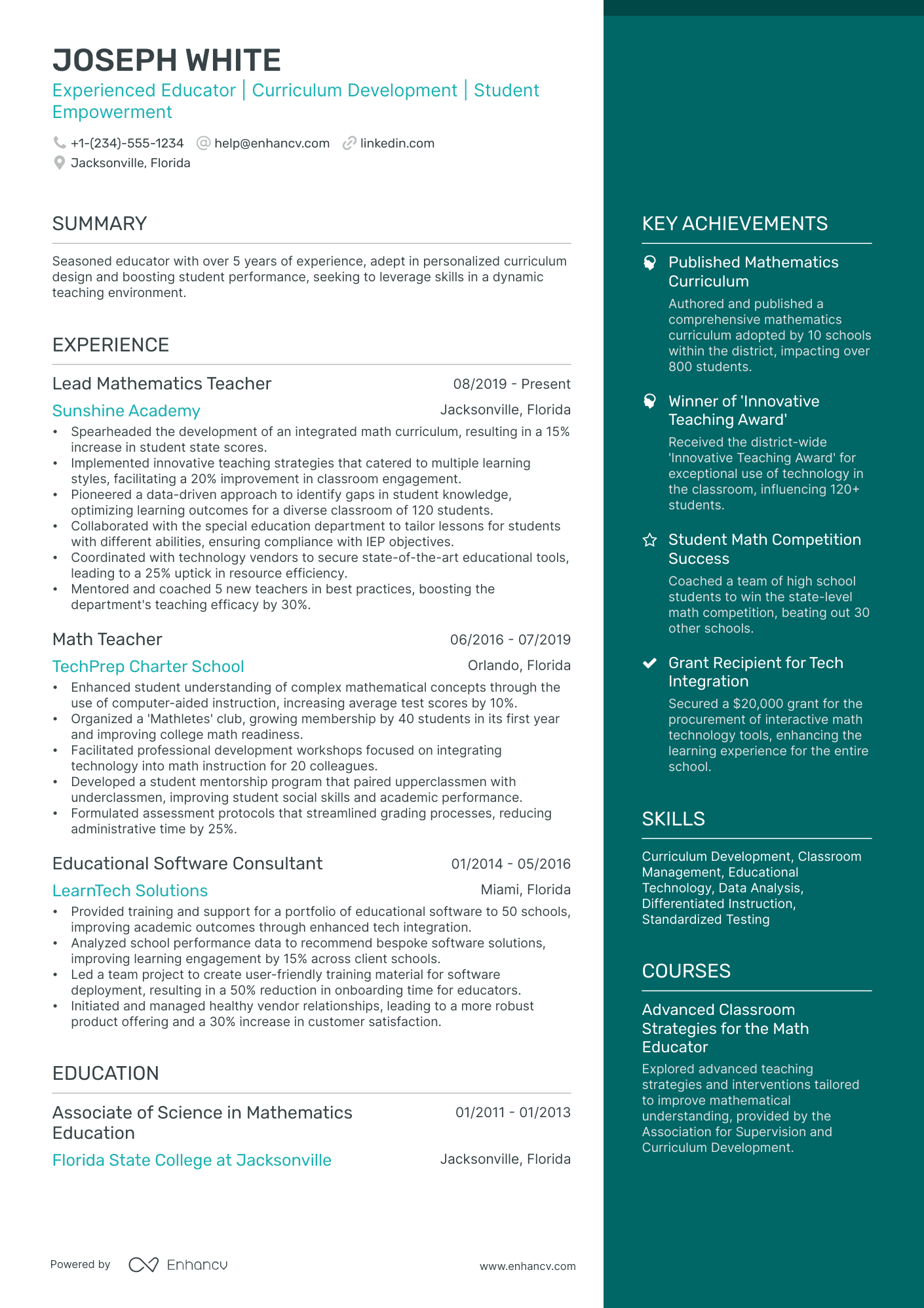 10 Technology Teacher Resume Examples & Guide for 2026