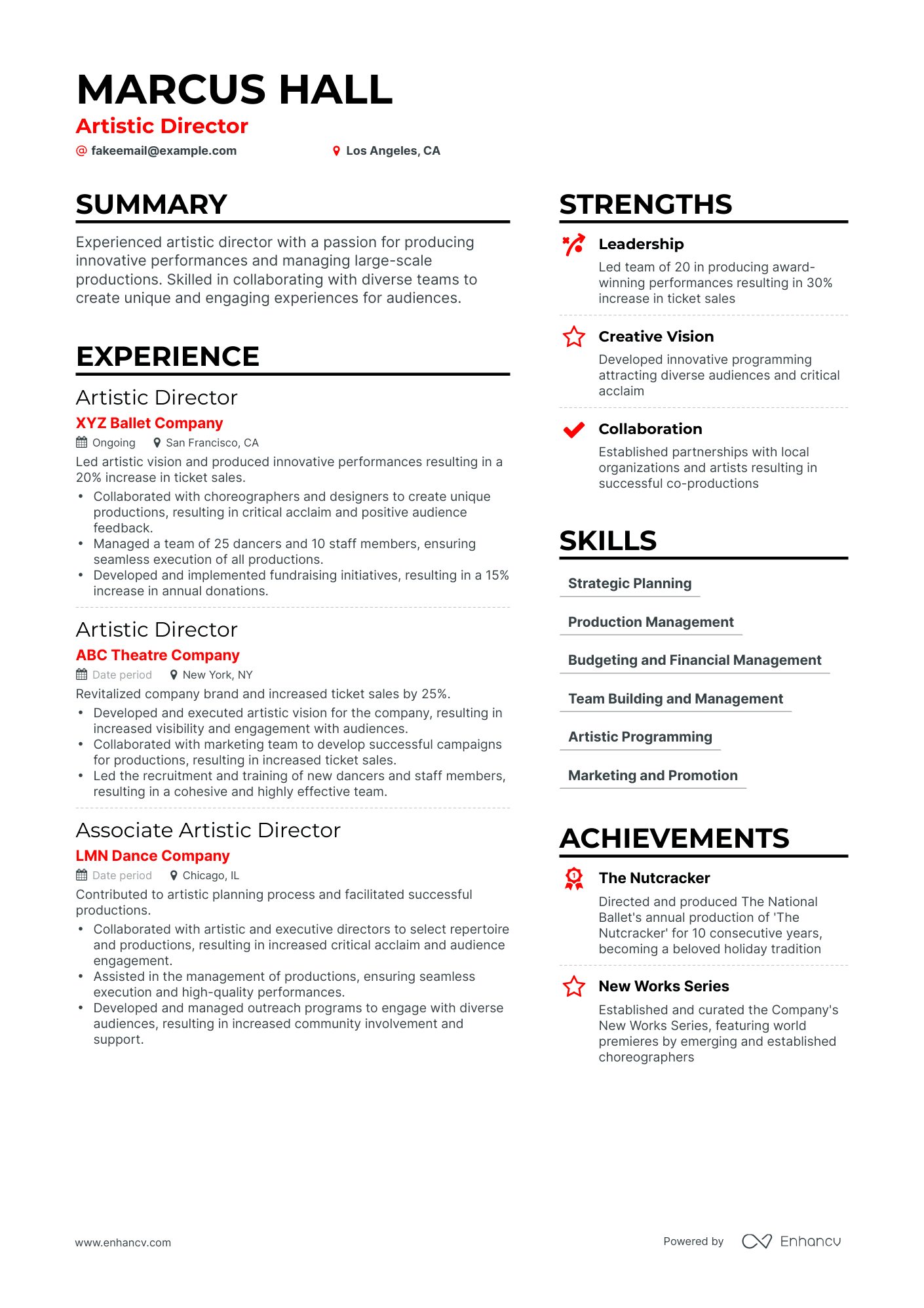 6 Artist Resume Examples & Guide for 2024
