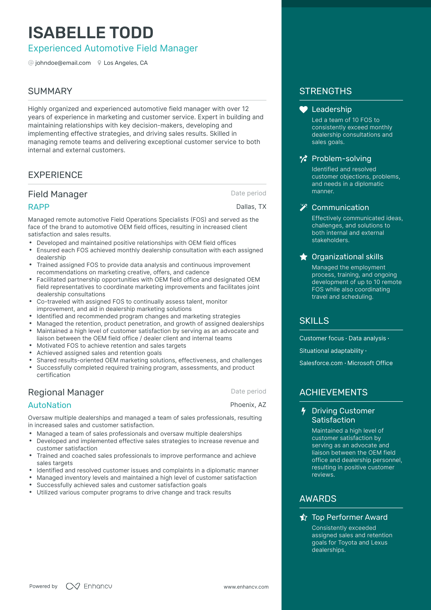 5 Field Manager Resume Examples & Guide for 2023