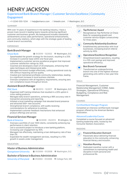 10 Bank Branch Manager Resume Examples & Guide for 2026