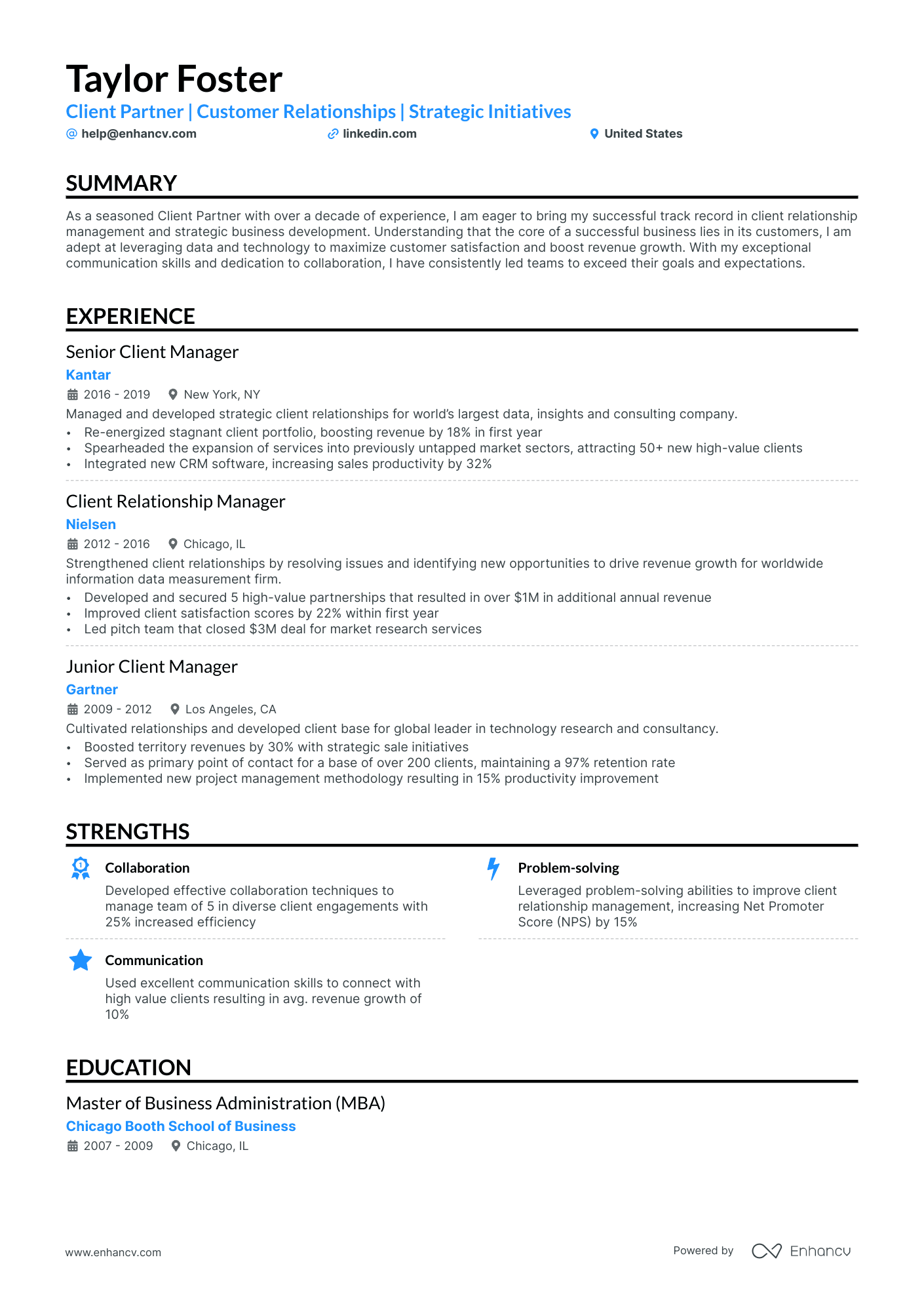 5 Client Partner Resume Examples & Guide for 2024