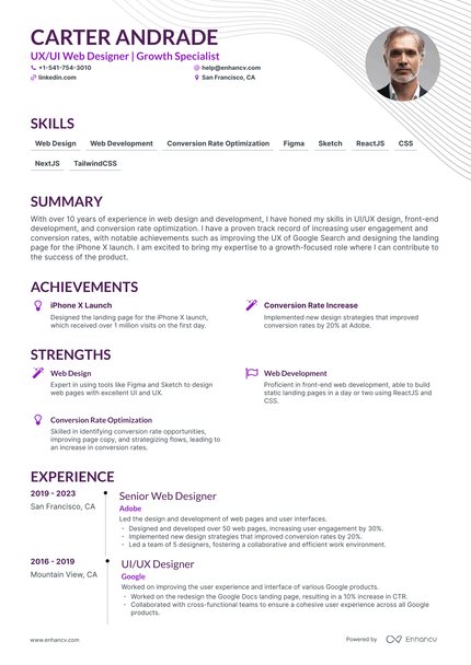 5 Web Designer Resume Examples & Guide for 2024
