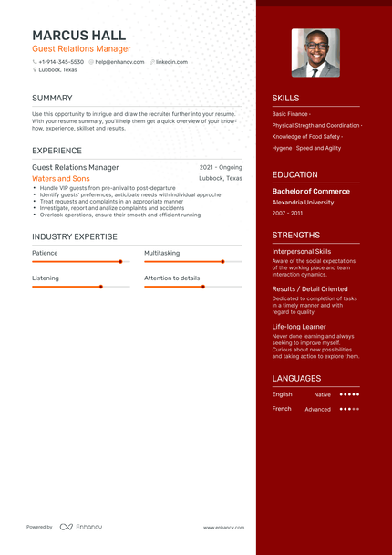 Guest Relations Manager Resume Examples & Guide for 2023 (Layout ...