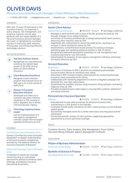 10 Insurance Account Manager Resume Examples & Guide for 2026