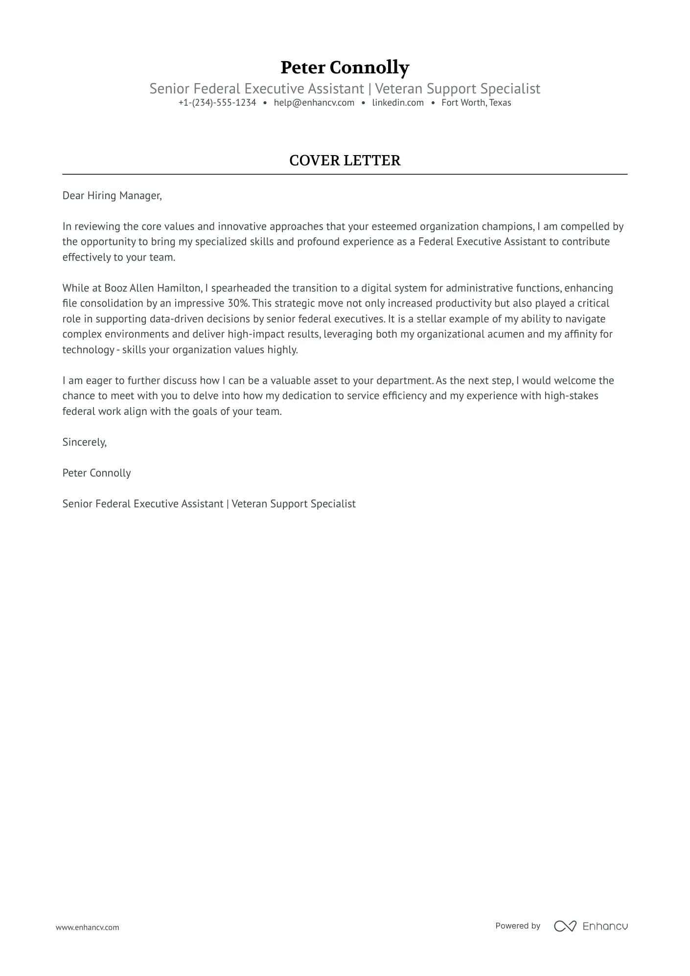 Executive Assistant Cover Letter Examples for 2026 | Enhancv