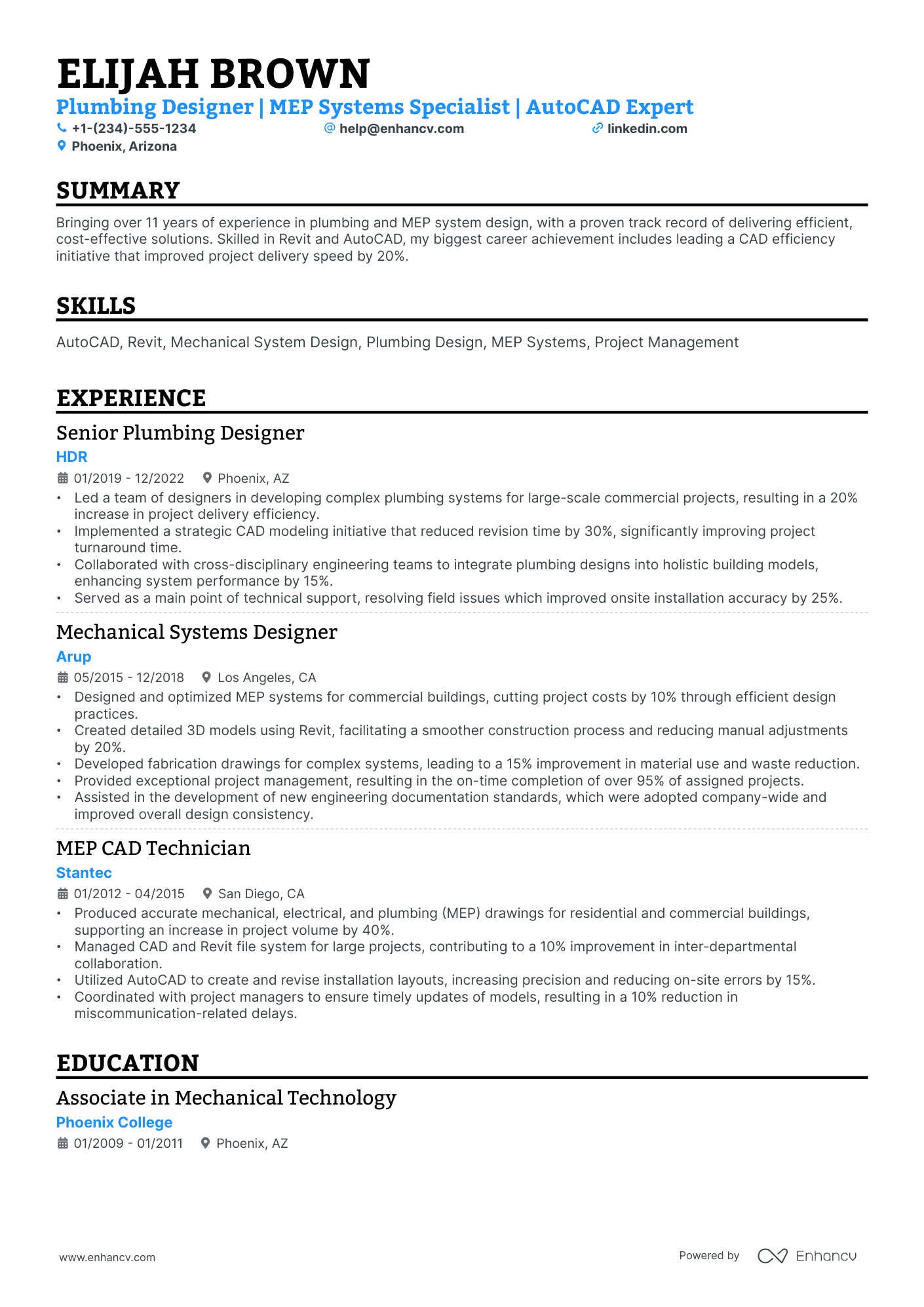 10 Plumbing Designer Resume Examples & Guide for 2025
