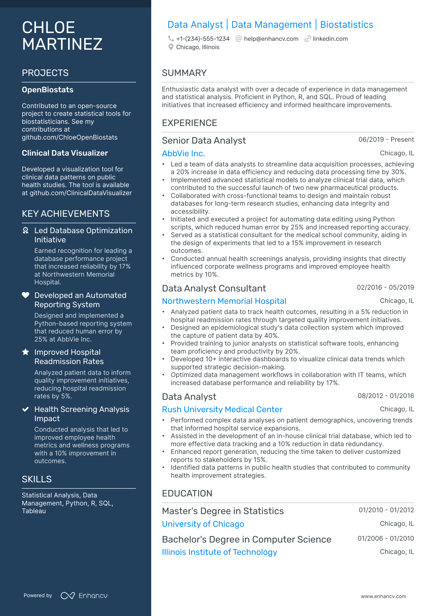 10 Statistical Data Analyst Resume Examples & Guide for 2025