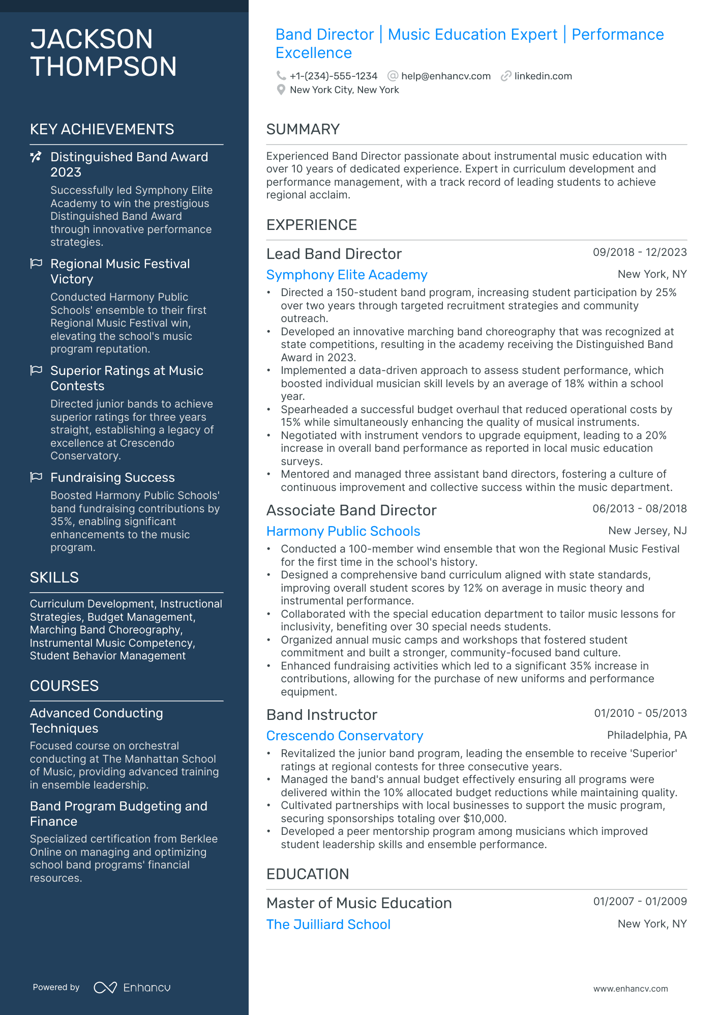 10 Band Director Resume Examples & Guide for 2026