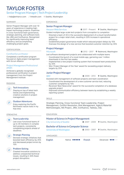 10 Senior Program Manager Resume Examples & Guide for 2026