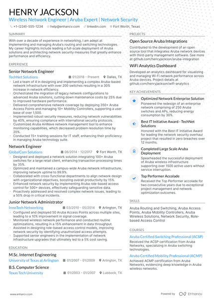 10 Wireless Network Engineer Resume Examples & Guide for 2026