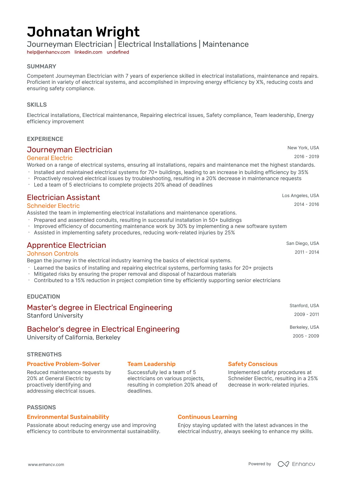 10 Journeyman Electrician Resume Examples & Guide for 2026
