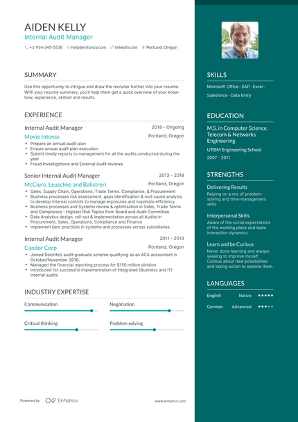 Internal Audit Manager Resume Examples & Guide for 2023 (Layout, Skills ...