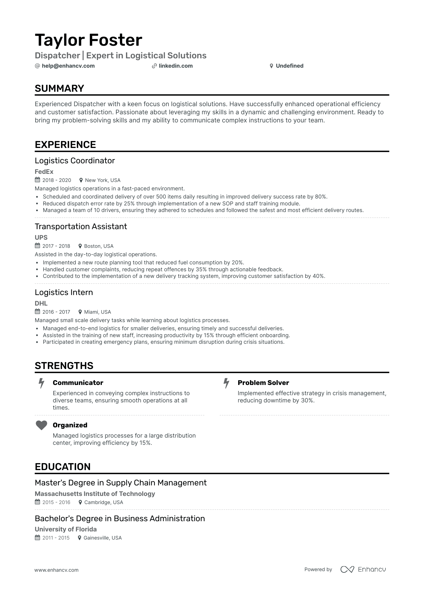 5 Entry Level Dispatcher Resume Examples & Guide for 2024