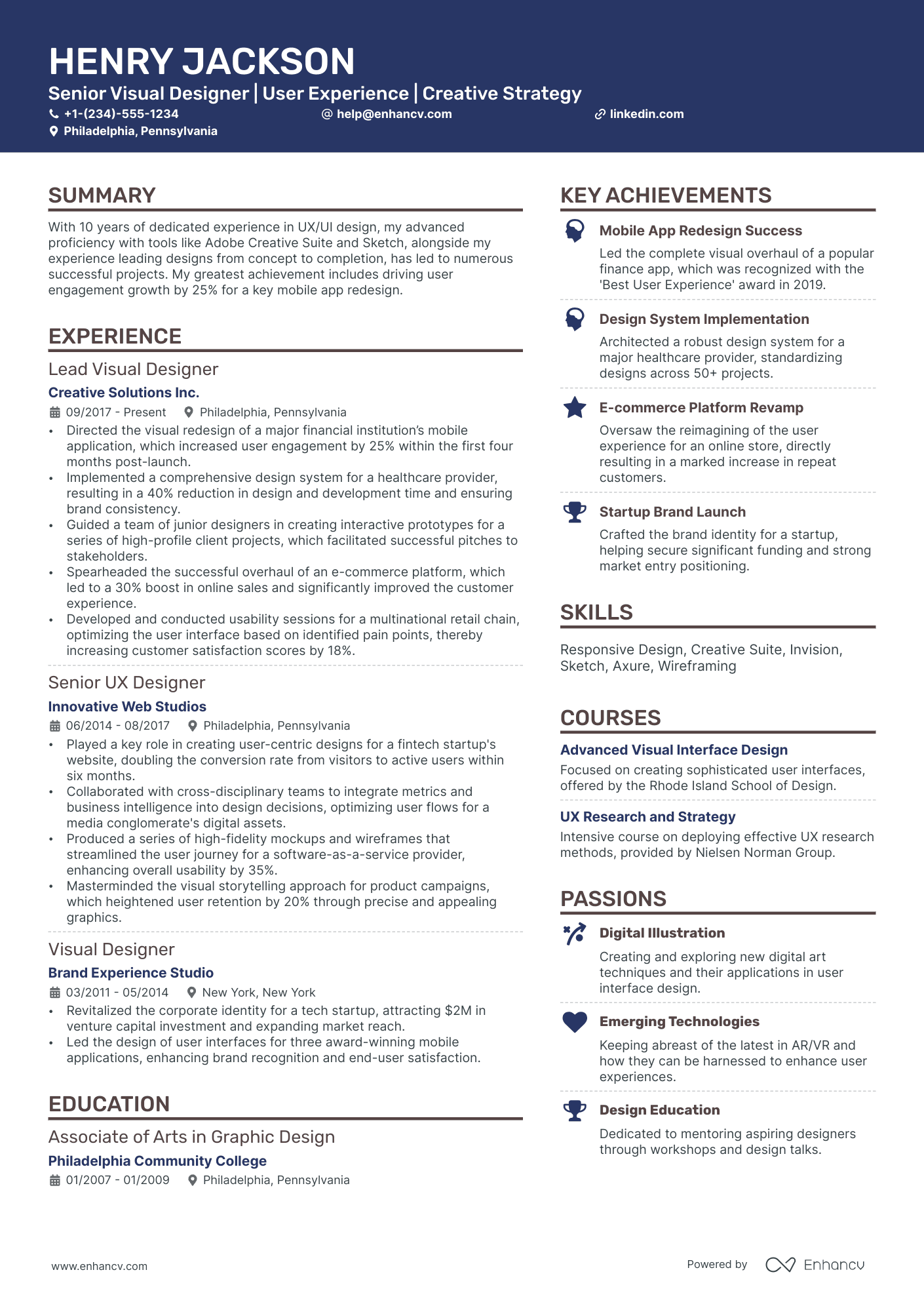 10 Visual Designer Resume Examples & Guide for 2026