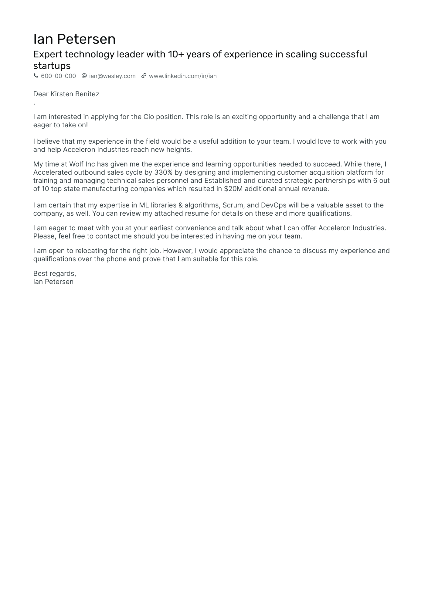 Real Cio Cover Letter Example for 2024