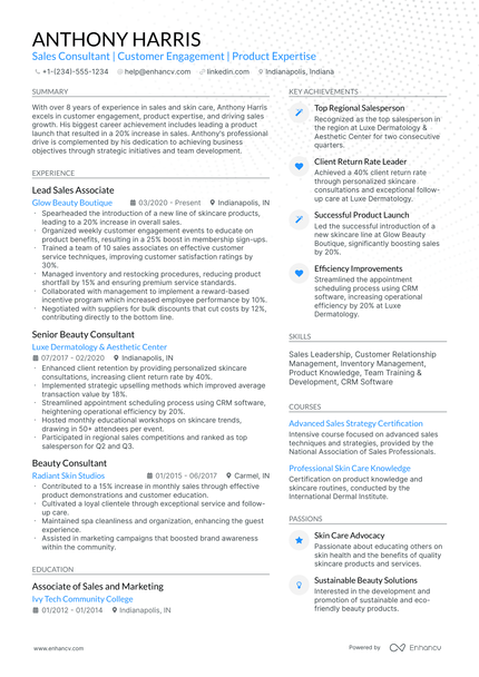 10 Beauty Consultant Resume Examples, Templates & Guide for 2026