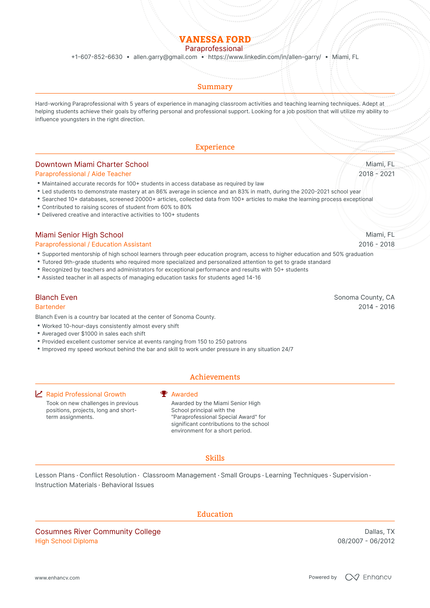 5 Paraprofessional Resume Examples & Guide for 2023