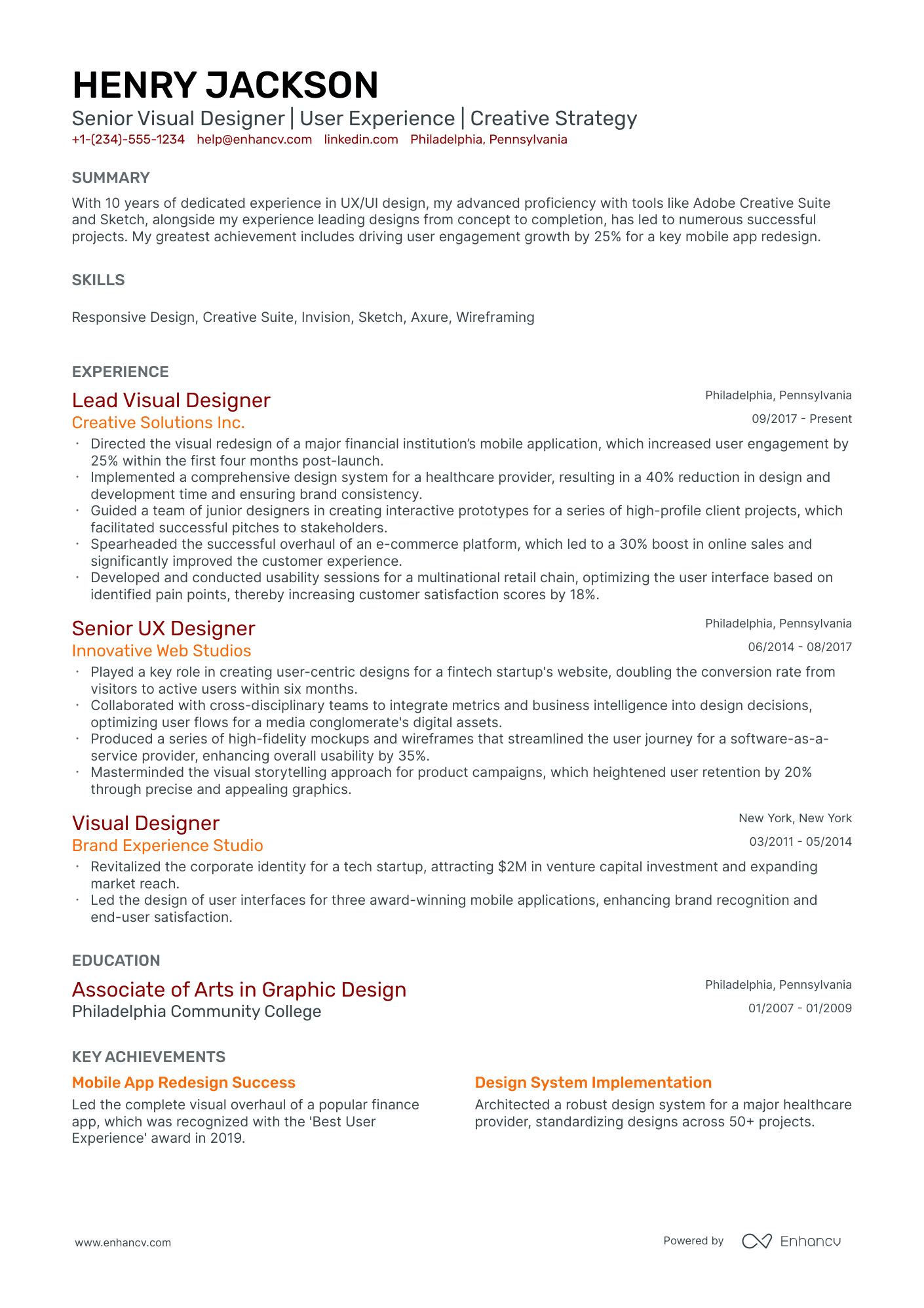 10 Visual Designer Resume Examples & Guide for 2026