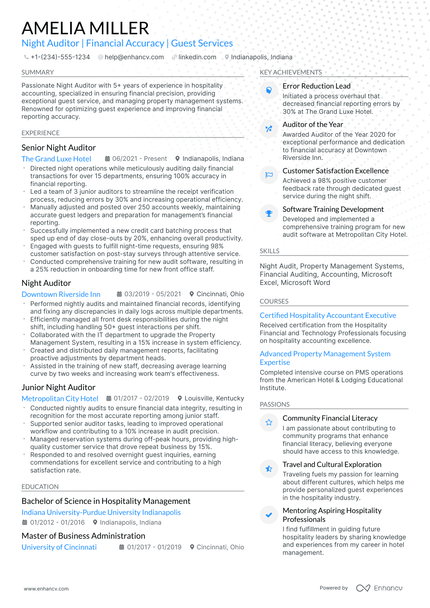 10 Night Auditor Resume Examples & Guide for 2026