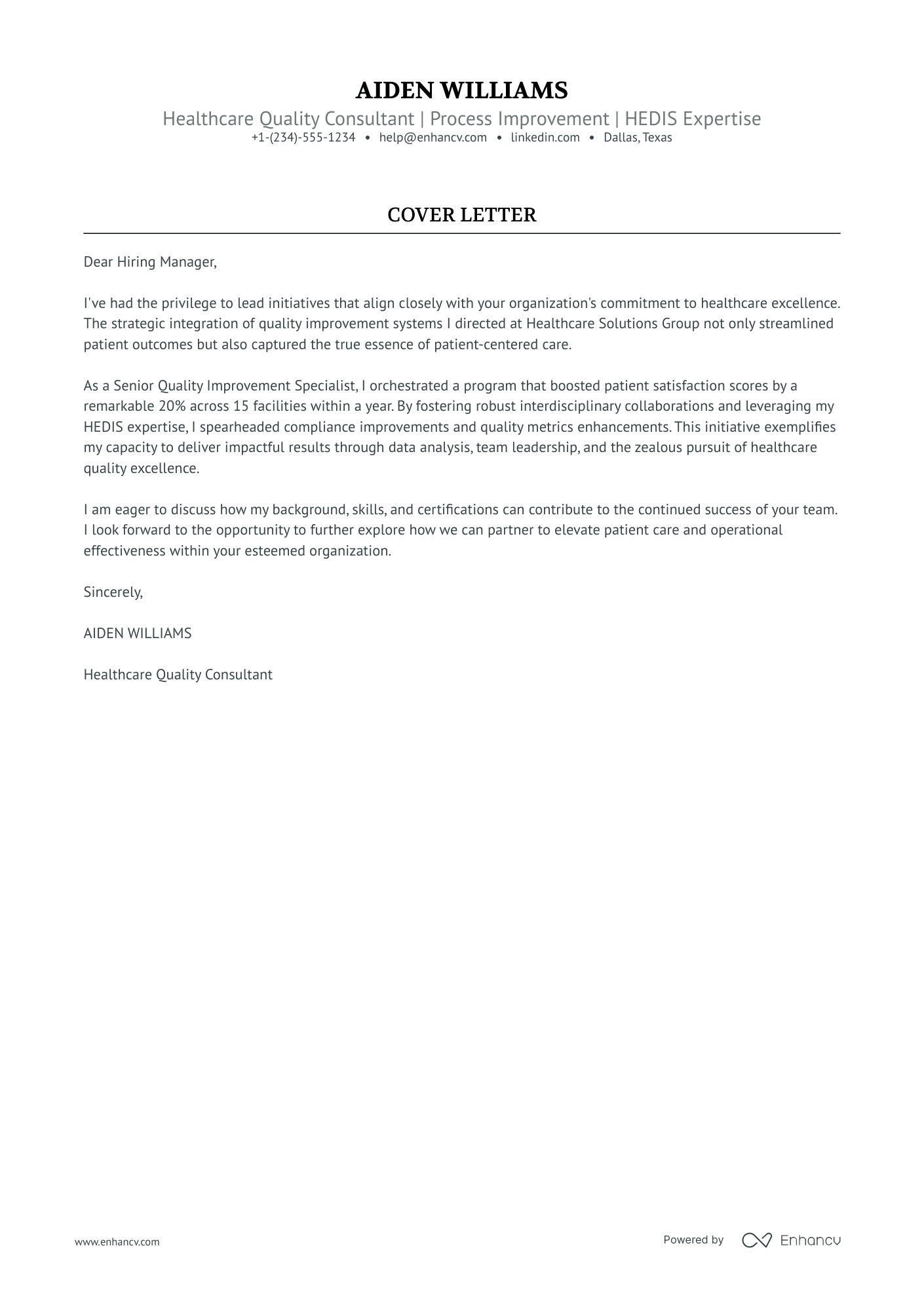 8 Professional Quality Manager Cover Letter Examples and Template for ...