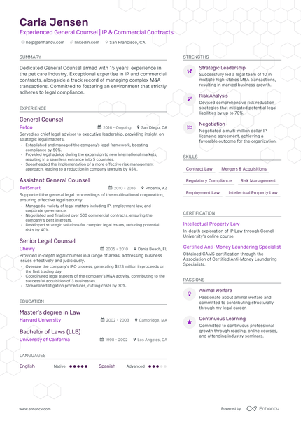 5 General Counsel Resume Examples & Guide for 2024
