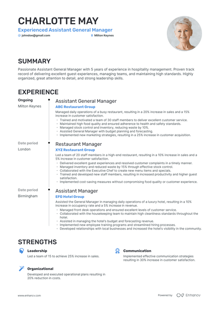 5 Assistant General Manager Resume Examples & Guide for 2023