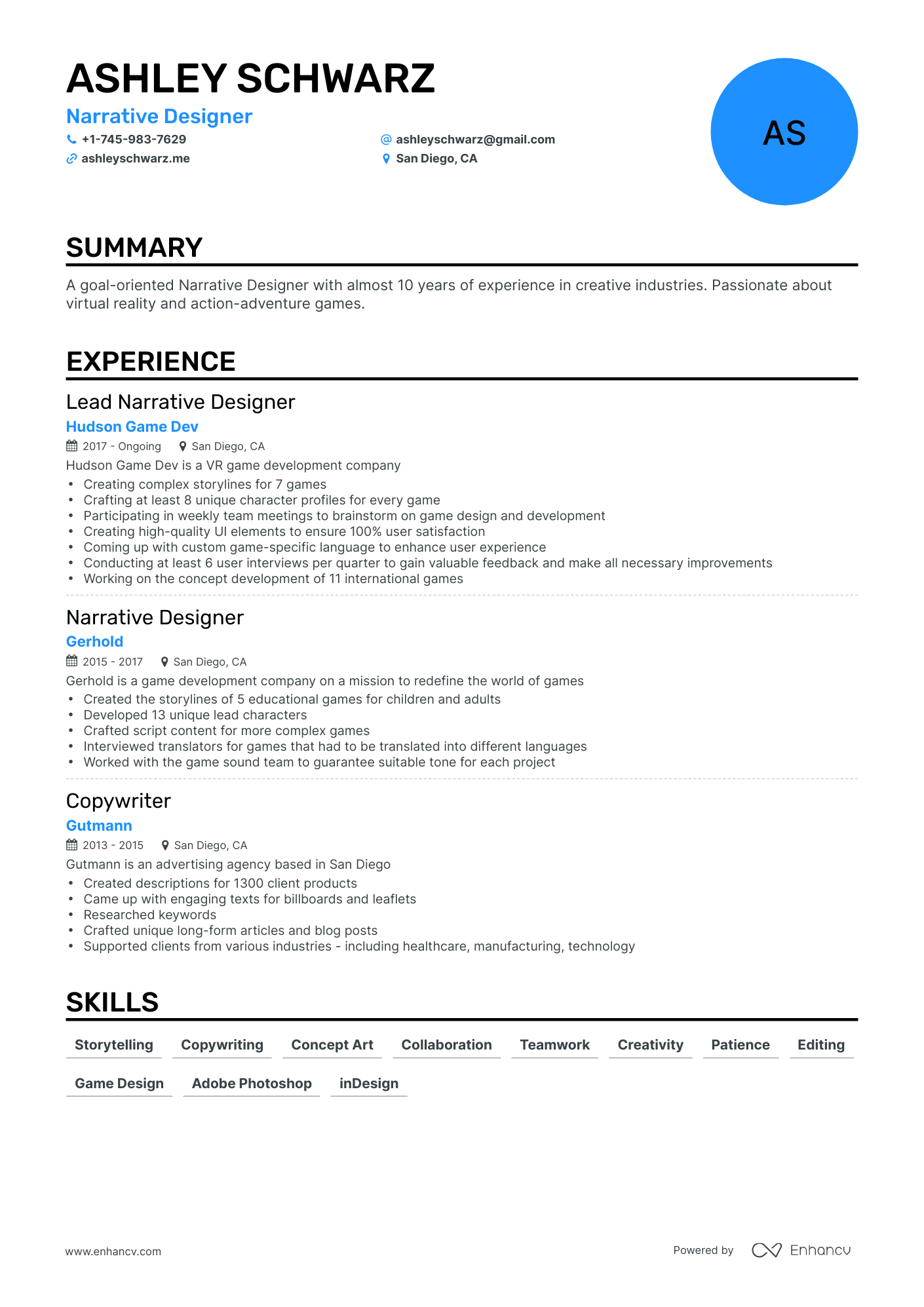 5 Narrative Designer Resume Examples & Guide for 2023