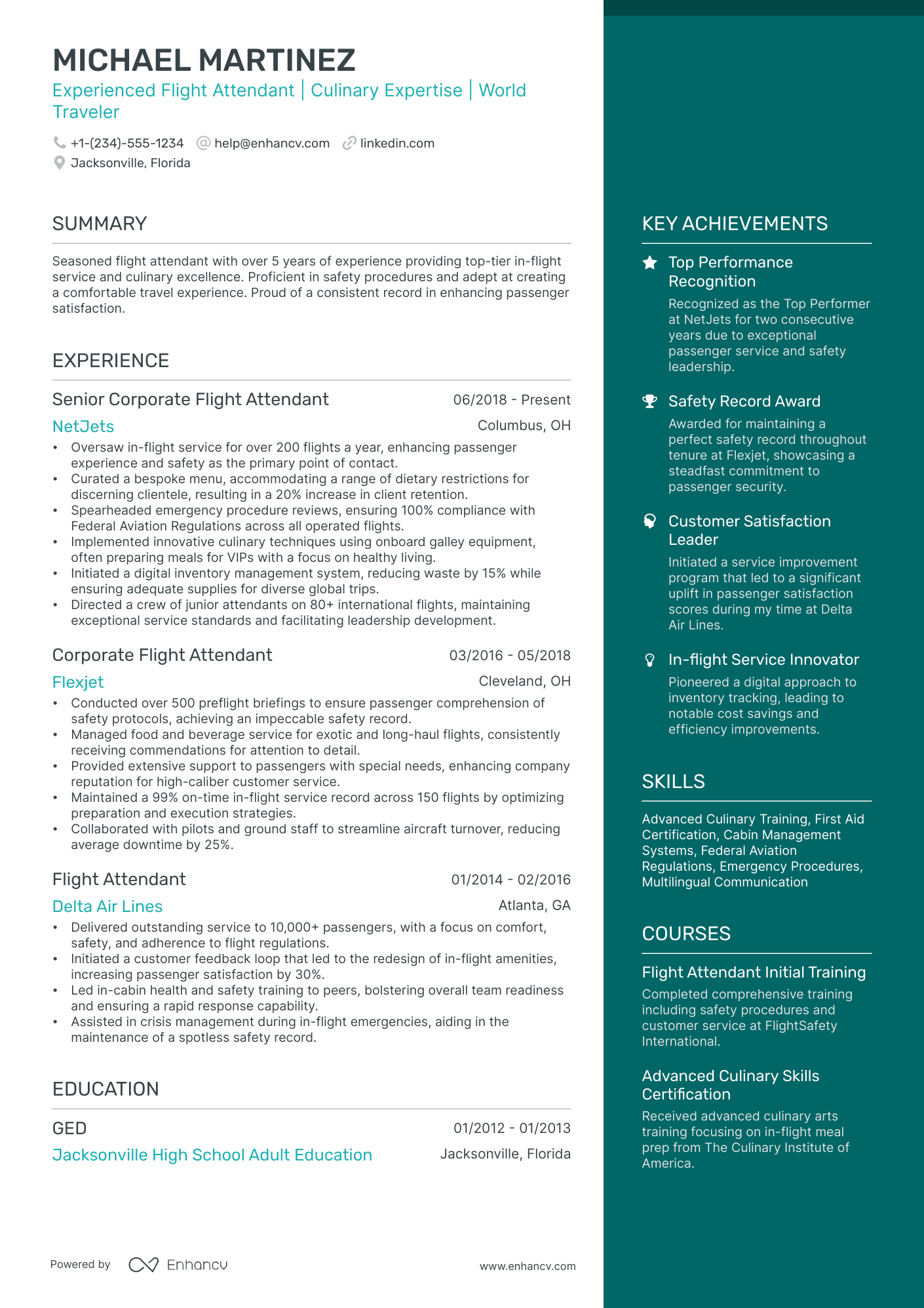 10 Corporate Flight Attendant Resume Examples, Templates & Guide for 2026
