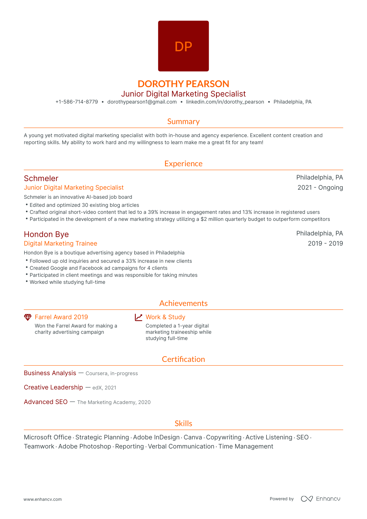 5 Entry Level Digital Marketing Resume Examples & Guide for 2023
