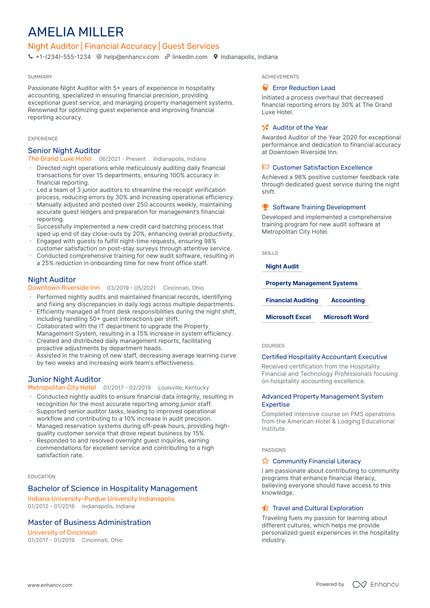 5 Night Auditor Resume Examples & Guide for 2024