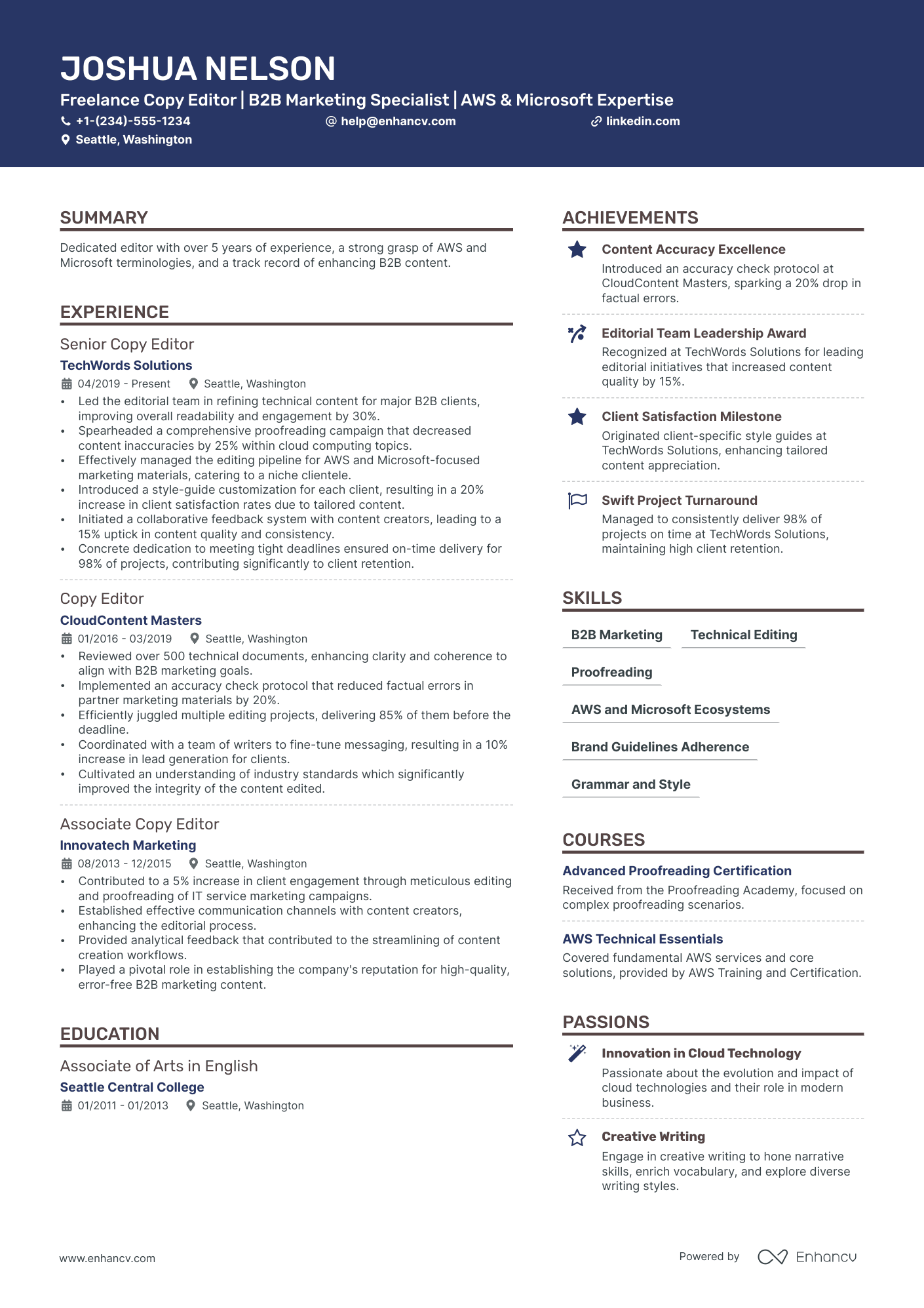 5 Freelance Copy Editor Resume Examples & Guide for 2024