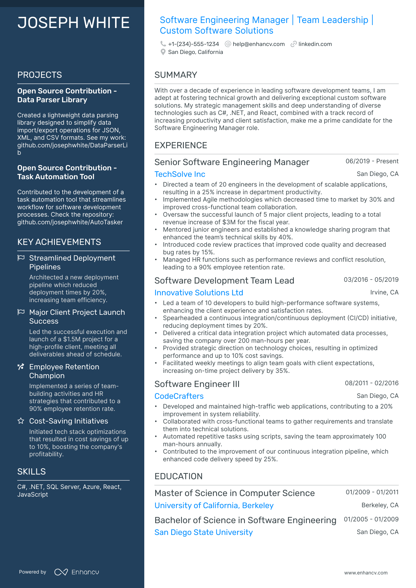 10 Software Engineering Manager Resume Examples & Guide for 2025